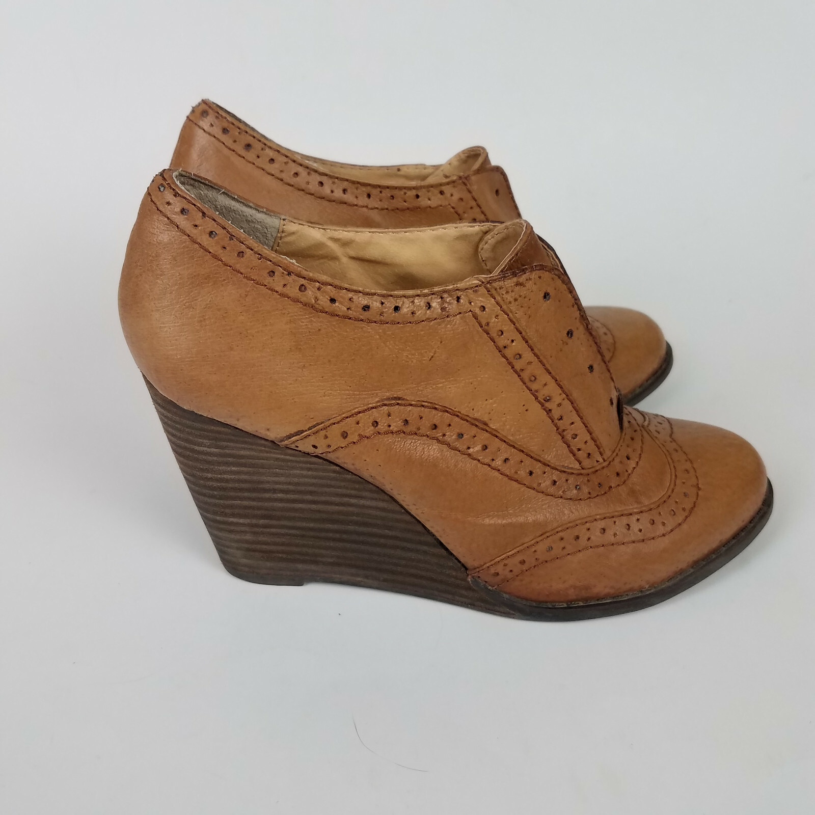 Steve Madden Kalin Cognac Brown Leather Laceless Brog… - Gem