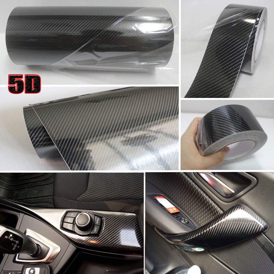 Tape Decal 5D Texture Carbon Fiber Vinyl Wrap Car Sticker Strip Black ...