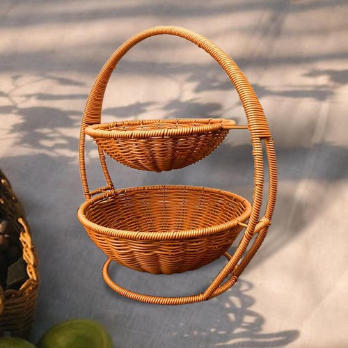 2 Tier Storage Basket Round Serving Tray for Countertop Living | eBay