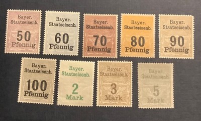 Germany Bavarian State Railway Revenue Stamps (9) (1902-20) | eBay