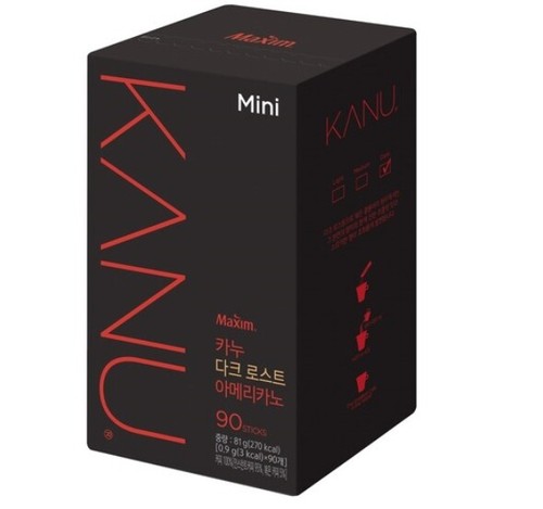 Korea Maxim KANU MINI Dark Roast Americano Instant Coffee Mix 0.9g *90 ...