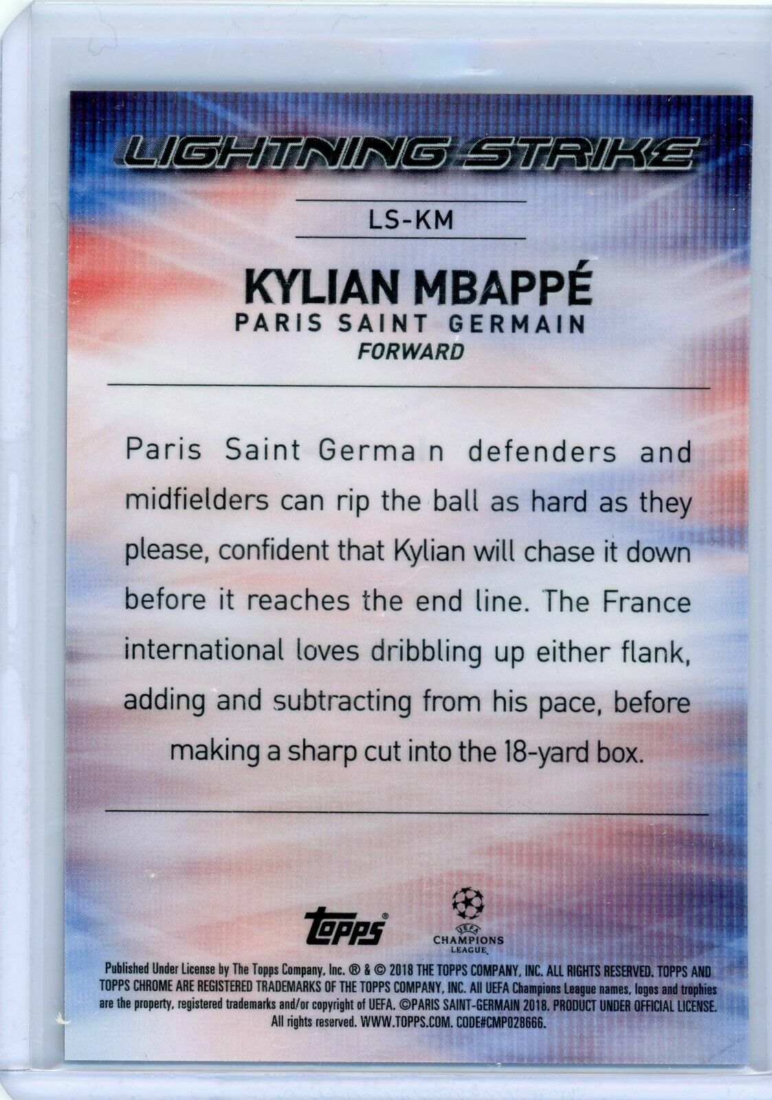2017-18 Topps Chrome UEFA Kylian Mbappe Lightning Strike Rookie ...