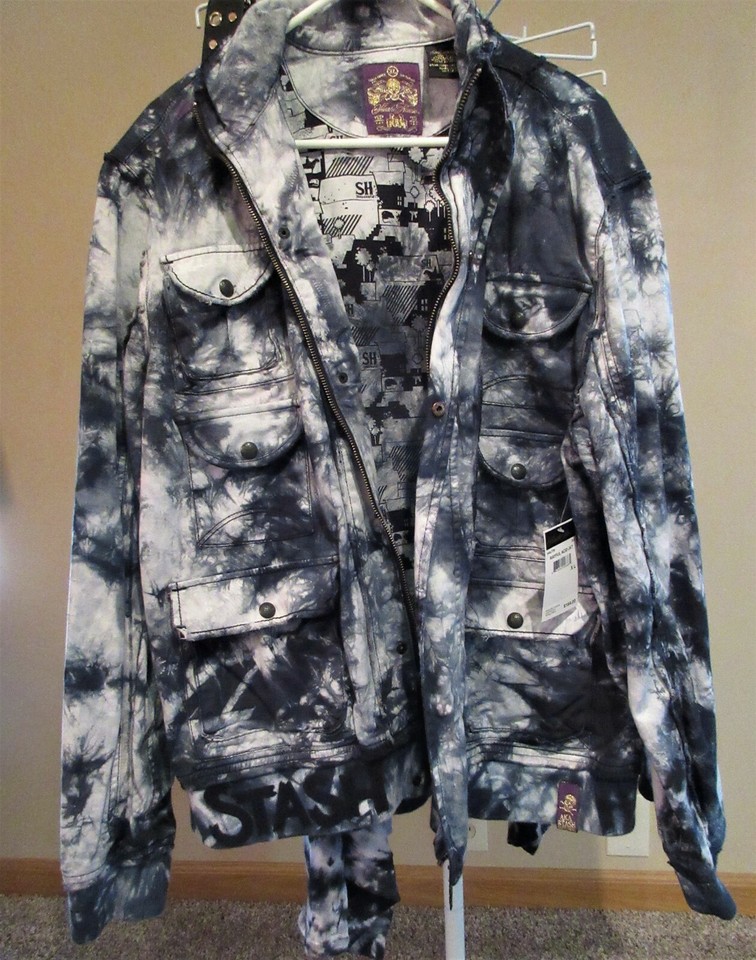 Tie Dye Men's Zip Front Jacket W/Hidden Pockets Stash House Rayful Acid ...