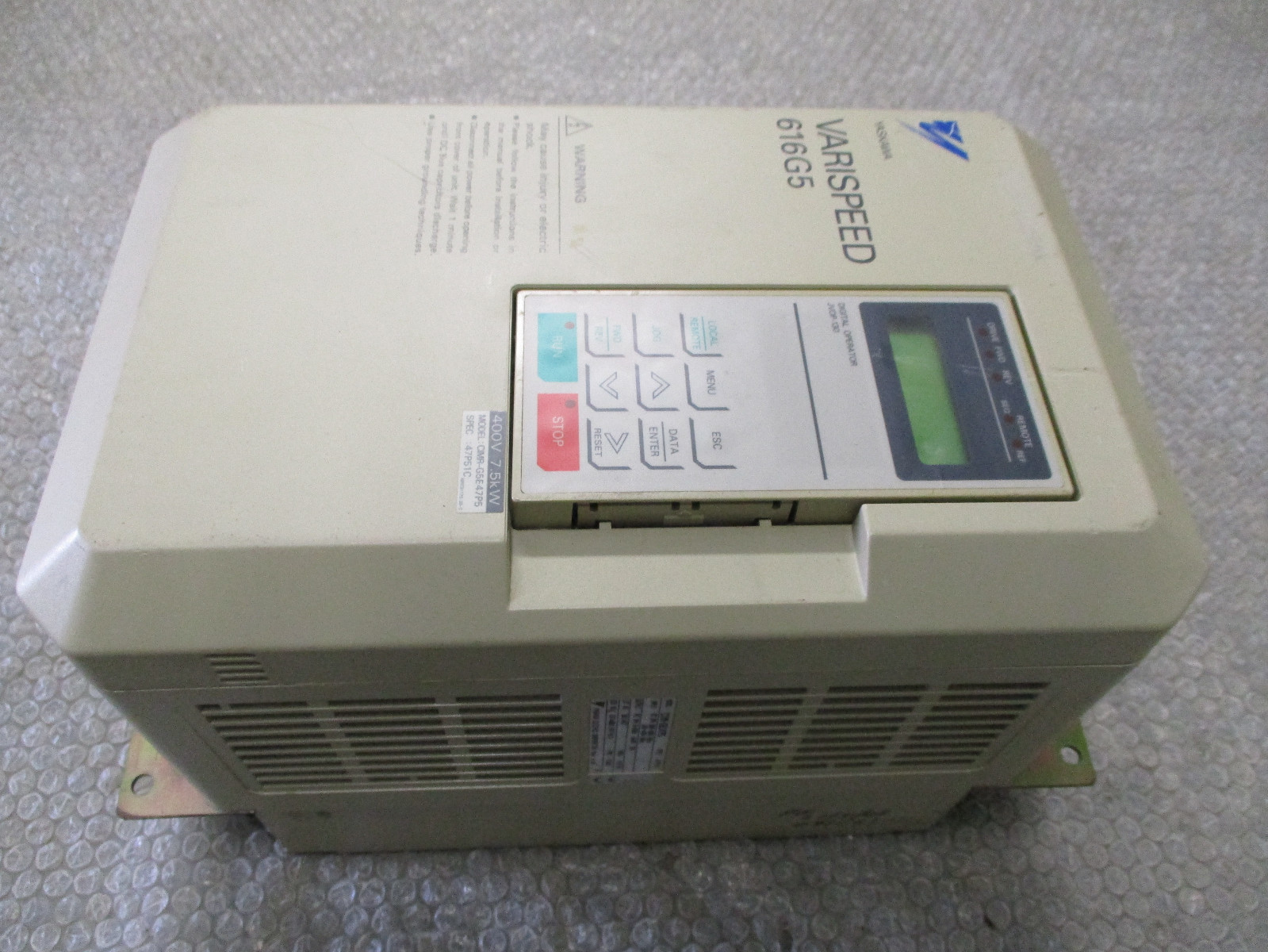 Yaskawa CIMR-G5C47P5 Varispeed 616G5 AC Drive 400VAC 7.5kW 14KVA 18A ...