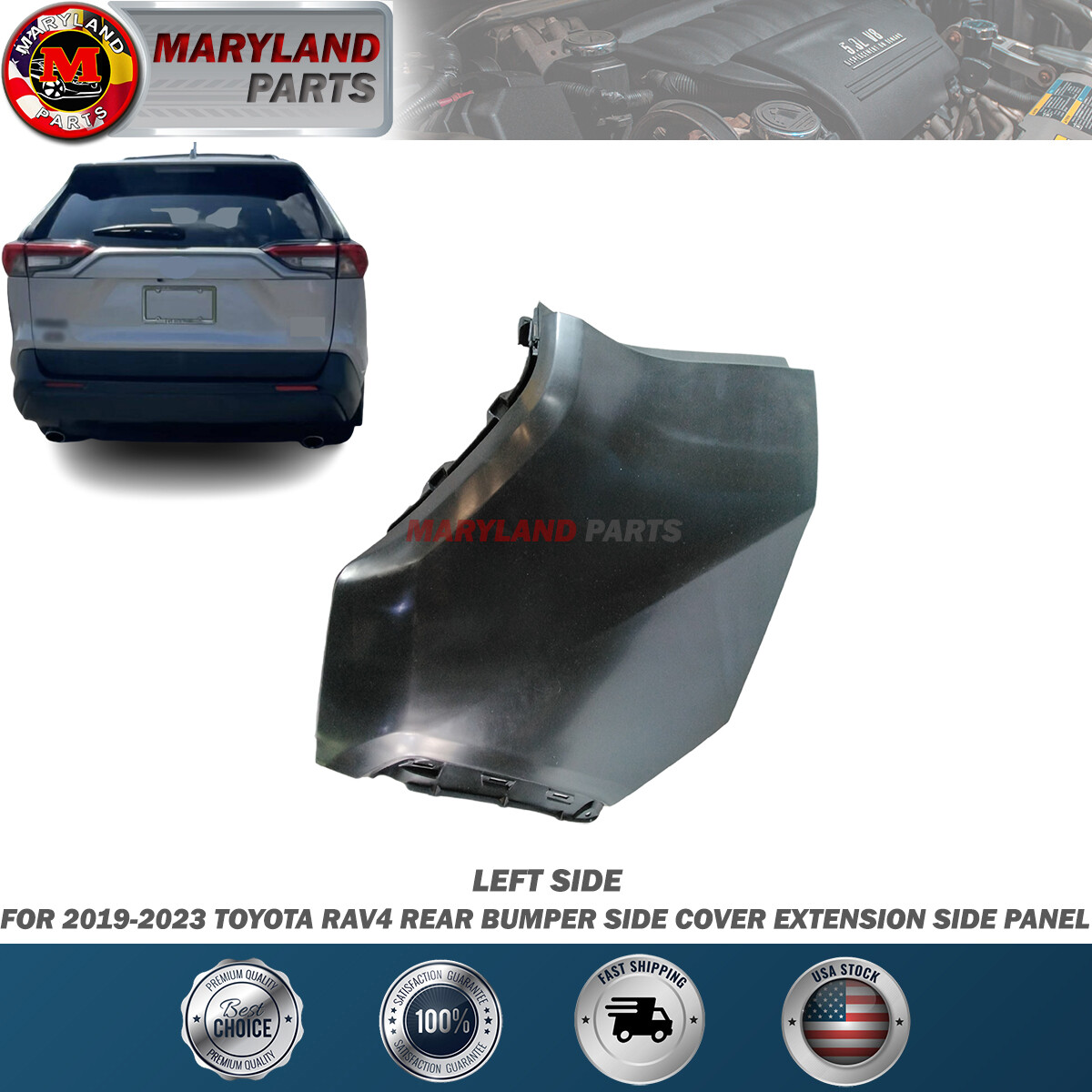 For 2019-2023 Toyota Rav4 Rear Bumper Side Cover Extension Side Panel ...