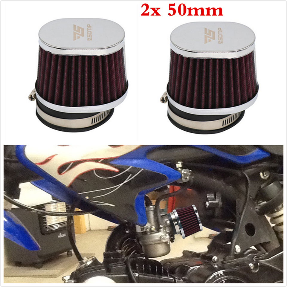 50mm Motorcycle Engine Air Intake Filter Pods Cleaner Kit Washable ...