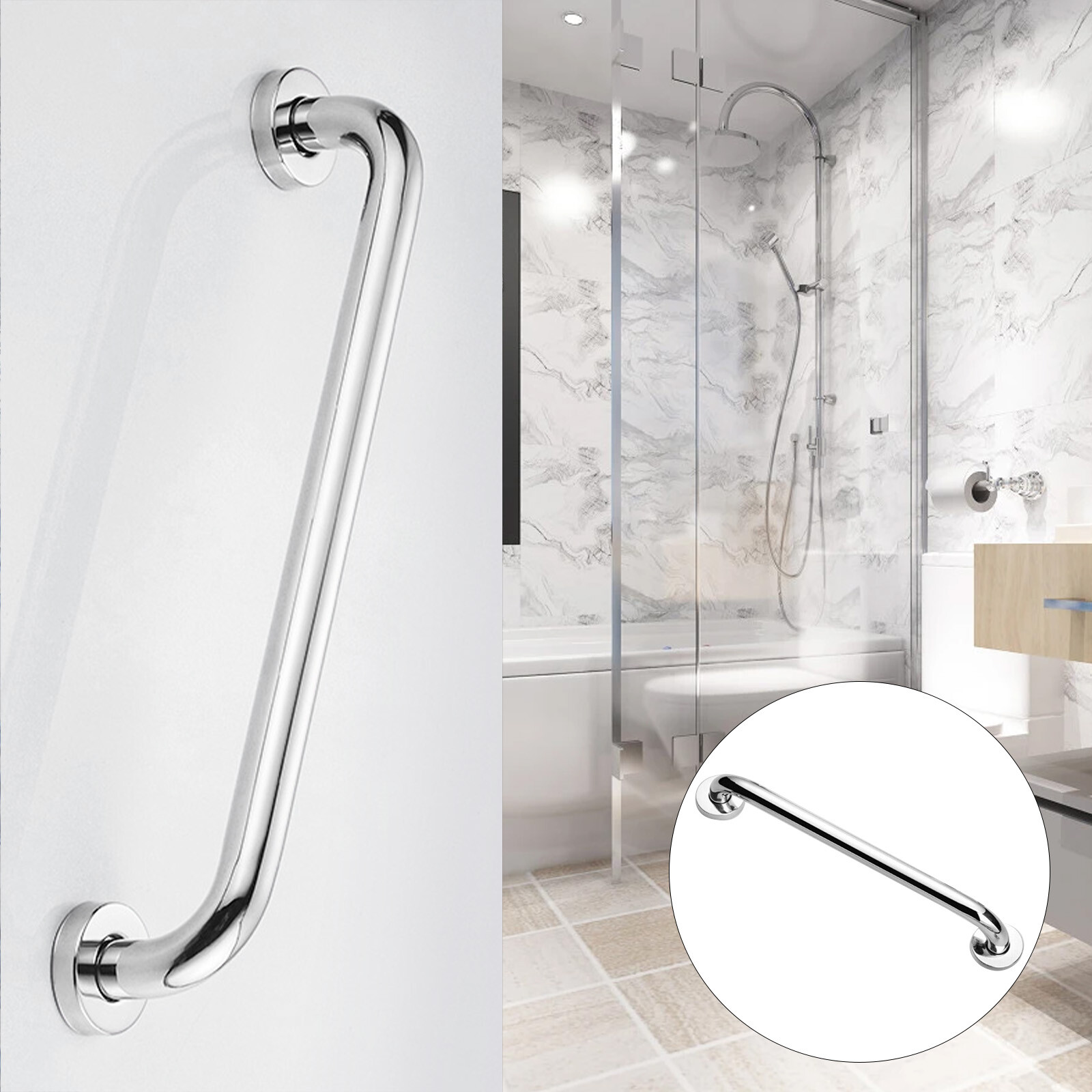 50cm Chrome Home Bathroom Disability Handle Hand Rail Grab Safety Bars ...