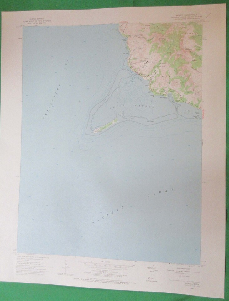 Guam USGS Eight Quadrangle Topographic Paper Maps 1968 Survey 22" x 27 ...