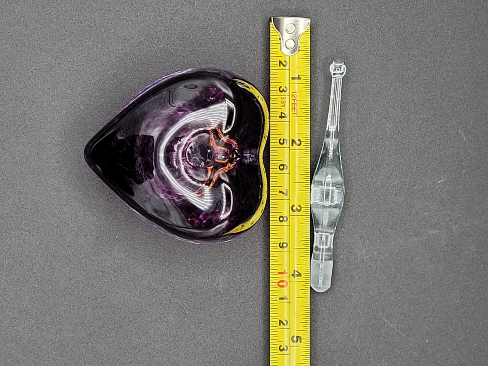 Art Glass Purple Heart Perfume Bottle Paperweight Signed Mark Ellinger ...