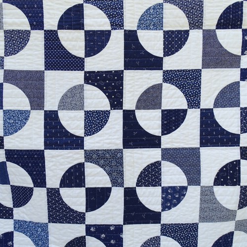 Unused 1989 Indigo Blue & White Cotton Calico Circles Patchwork Quilt Handmade | eBay
