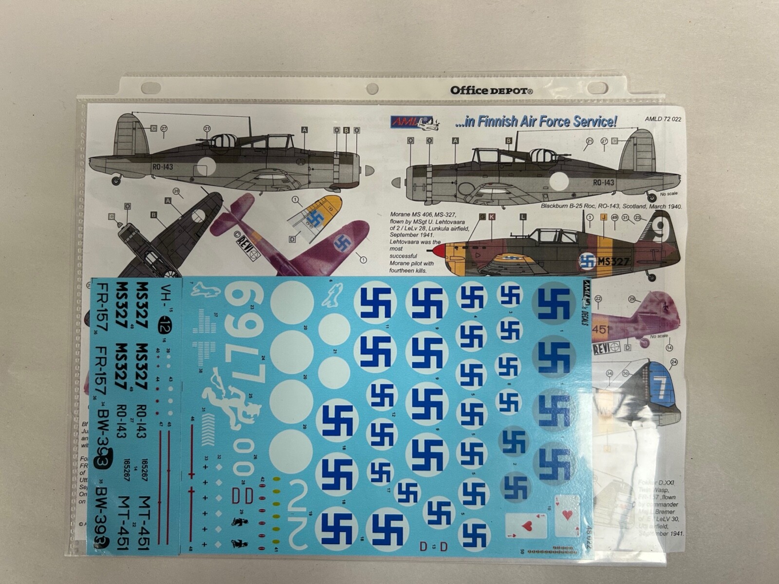 NEW AML 48-022 In Finnish Air Force War Model Airplane Decal 1/48 Scale ...