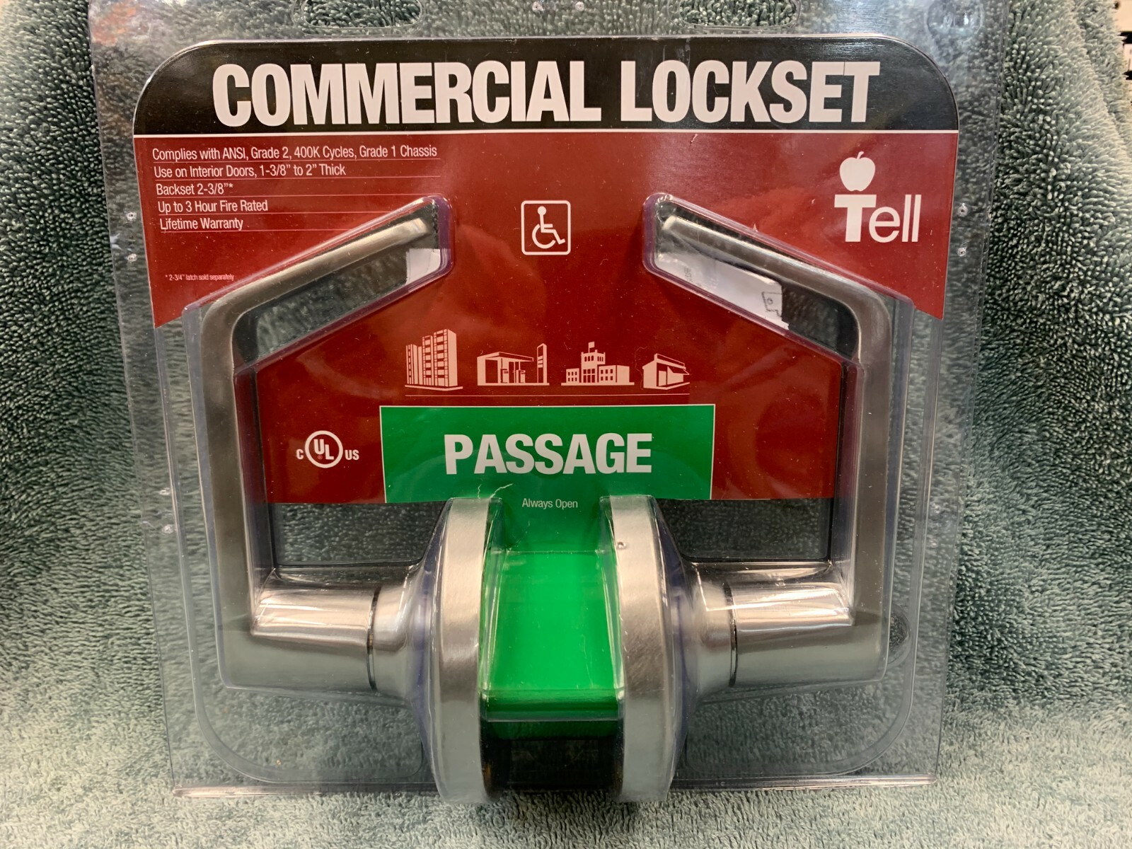 Commercial Passage Lever, Satin Chrome 2-3/8" Backset by Tell CL100014 ...