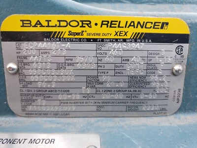Baldor 200hp Electric Motor RPM 3570. Frame 447TS | eBay