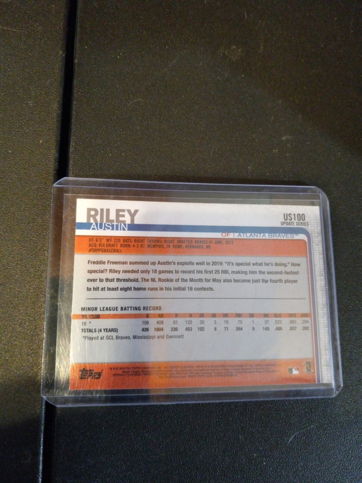 AUSTIN RILEY 2019 Topps Update RC Rookie #US100 ATLANTA BRAVES 🔥 🔥 | eBay
