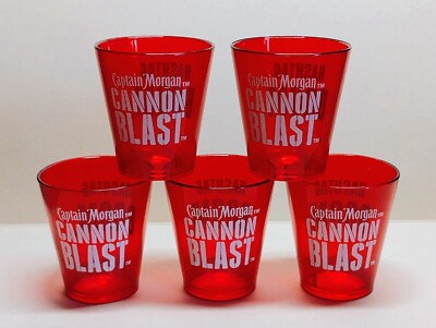 Captain Morgan Cannon Blast/Hashtag Boom Clear Red Plastic Shot Glass ...