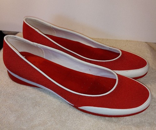 Chaps Women's Charleen Canvas Slip On Ballet Shoes Red White Size 8.5B ...