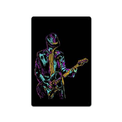 Abstract Guitar Player 12 X 8 Metal Tin Sign Décor Vintage Band Rock ...