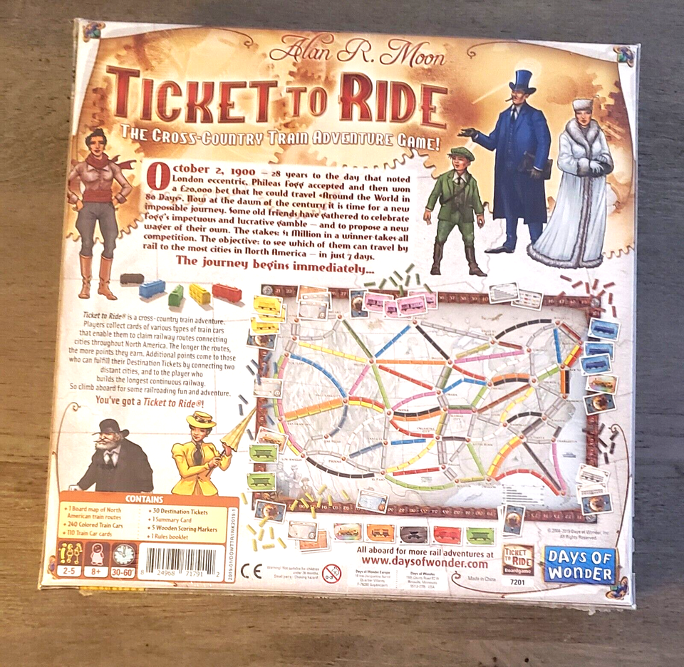 Days of Wonder Ticket To Ride by Alan R. Moon Train Adventure Board ...