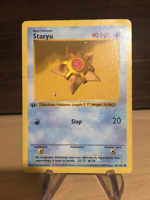 1st Edition Pokemon Staryu Base Set Card Shadowless 65/102 Rare 1999 ...