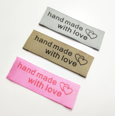 Stock Hand Made With Love Clothing Labels With Heart Iron