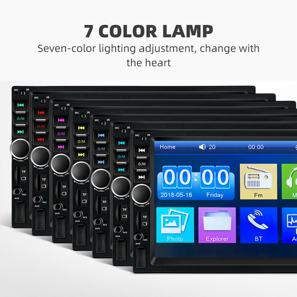 7" Double 2 DIN Bluetooth Head Unit Car Stereo Touch Screen Radio FM/TF ...