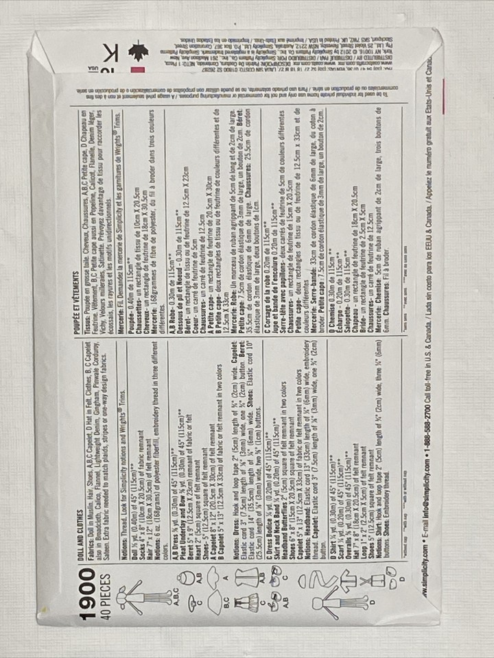 Simplicity Viola Studio Doll & Clothes Sewing Pattern 1900 | eBay