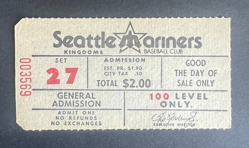 Vintage 1979 Seattle Mariners Ticket Stub General Admission Kingdome ...