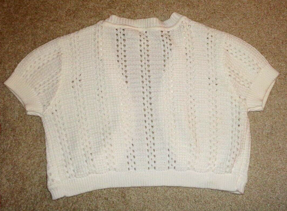 Girls Ivory Sweater Shrug Short Sleeve Open Design Size XL 18 | eBay