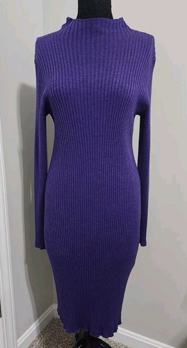 Lauren Ralph Lauren Vtg Merino Wool Maxi Sweater Purple Dress XL Body ...