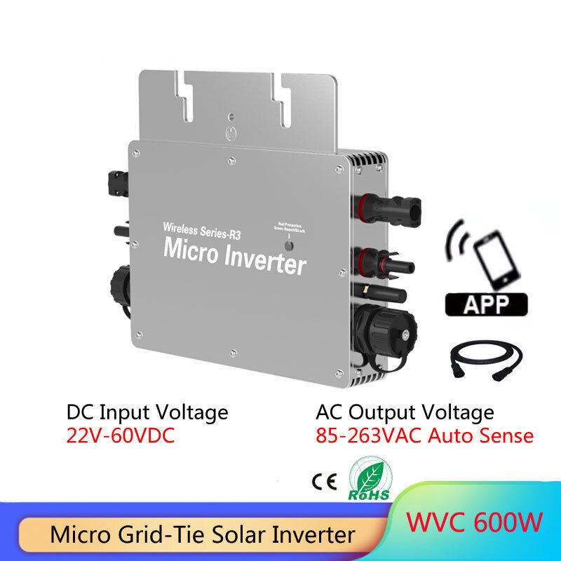 WVC 600W 700W Solar Inverter Grid Tie MPPT Micro Inverter DC22-60V to 110V 220V | eBay