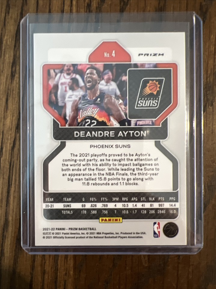 2021-22 Prizm Basketball Deandre Ayton Orange Cracked Ice #4 Panini ...