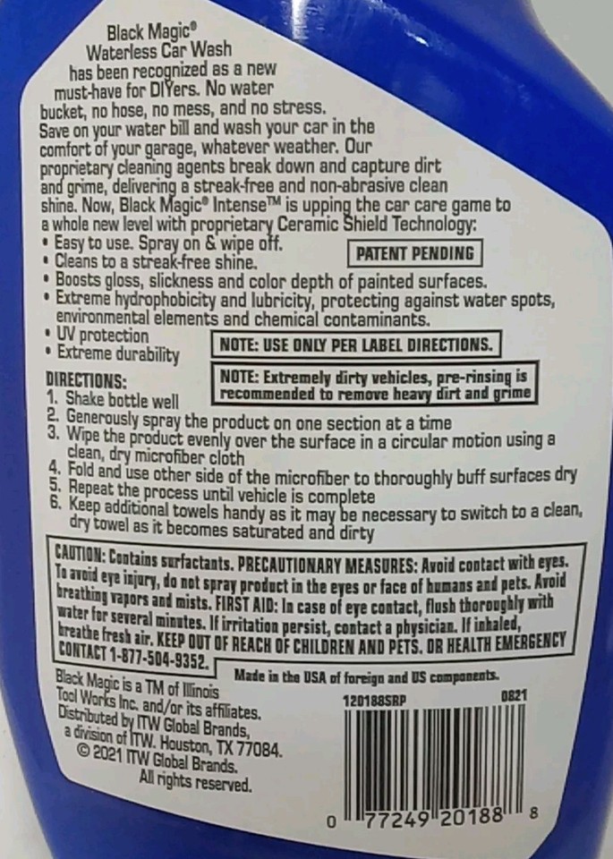 Black Magic Intense Ceramic Waterless Carwash 23oz Ultimate Wash 120188 ...