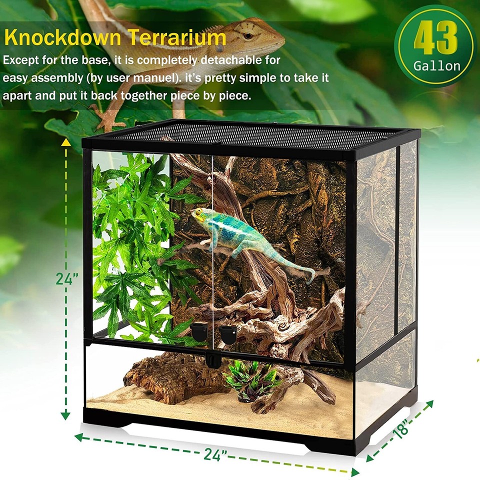 Professional Glass Terrarium Reptile Habitat Tank Aluminum Alloy Frame ...