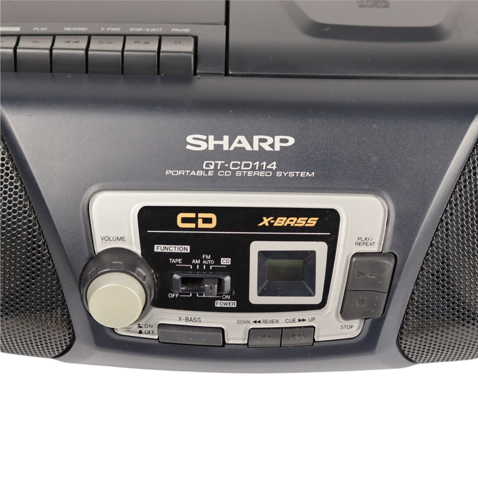 Sharp Portable CD Stereo System Boombox CD AM FM Cassette QT-CD114 ...