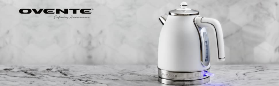 OVENTE Electric Water Kettle 1.7L Premium Matte Stainless 1500W White ...