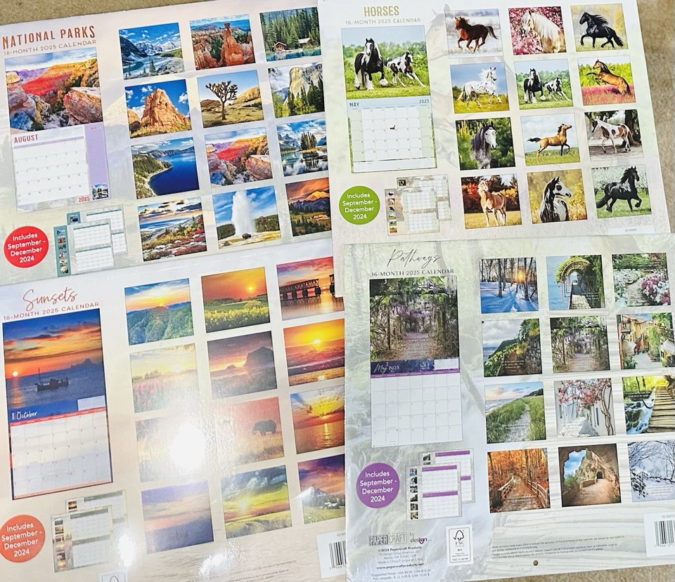 Bundle of 4 2025 16-Month Calendars – Pathways, Sunsets, Horses ...