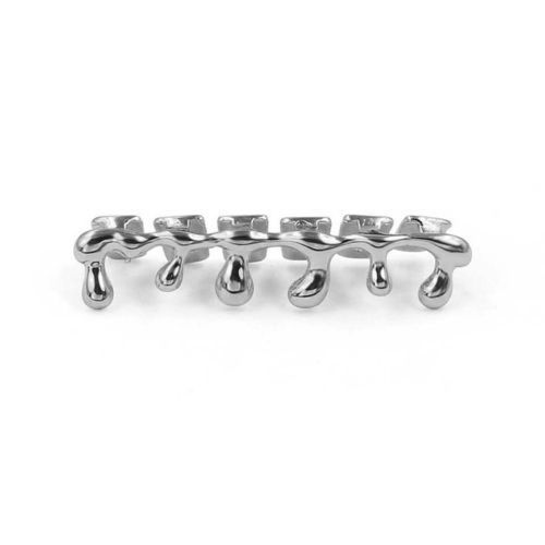 18K White Gold Plated Custom Slugs Fang Top Bottom GRILLZ Teeth Mouth ...