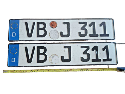 GENUINE VINTAGE GERMAN LICENSE PLATES Deutschland EUROPE CAR NO. VB-J ...