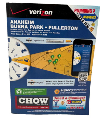 2014-2015 Verizon Telephone Directory Yellow Pages Anaheim Buena Park ...