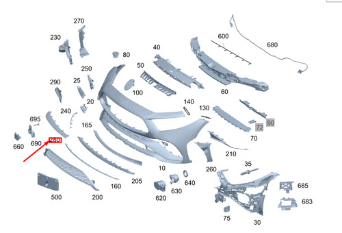 NEW MERCEDES-BENZ CLS C257 FRONT RIGHT BUMPER TRIM MOLDING A2578858104 ...