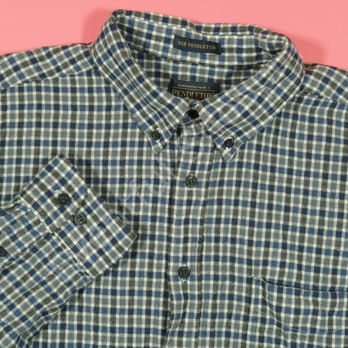 Pendleton Board Shirt Mens XL Gray Blue Wool Plaid Button Down | eBay