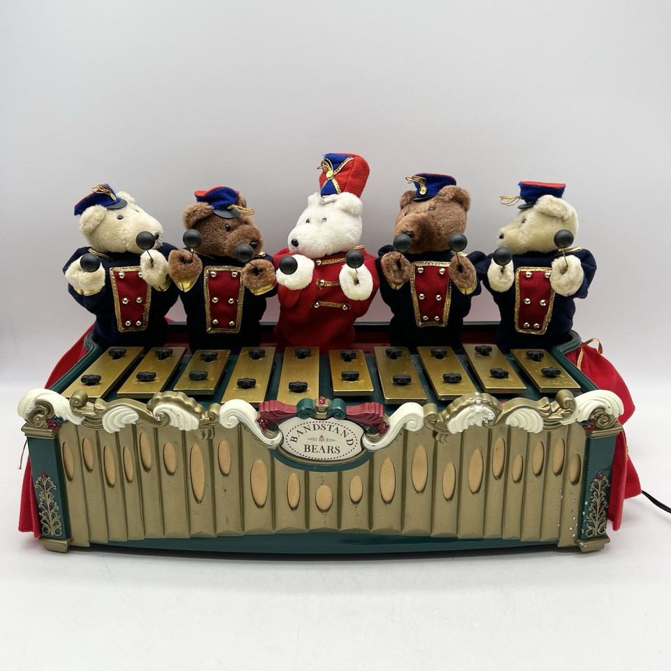 Vintage Mr. Christmas Bandstand Bears Musical Animated Teddy Bears Xylophone | eBay