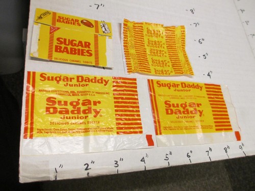 SUGAR BABIES 1970s Sugar Daddy Junior nuggets candy box wrapper (4 ...