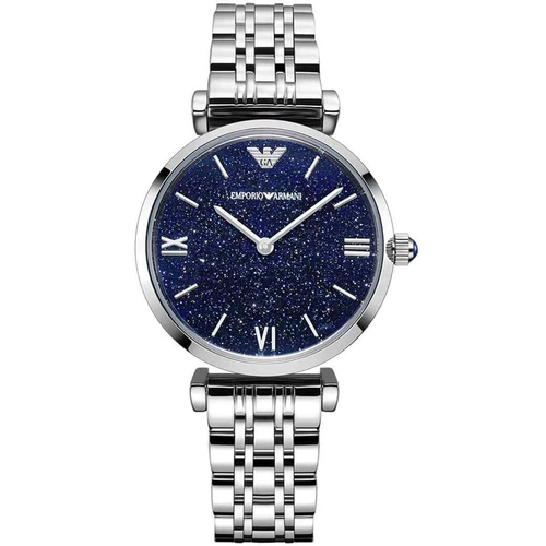 NEW EMPORIO ARMANI WOMENS WATCH DARK BLUE DIAL & SILVER TONE AR11091 ...
