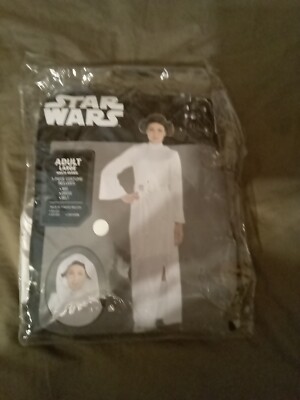 Star Wars Princess Leia 3pc Purim Costume Wig Dress Belt Women's Large ...