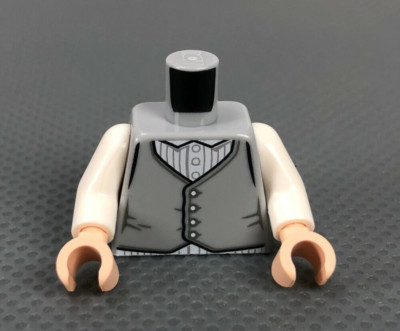 LEGO Minifigure Torso Light Bluish Gray Vest - White Shirt Pinstripes ...