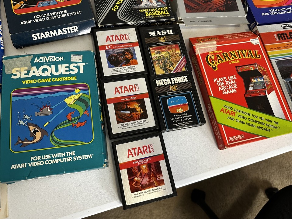 Atari 2600 Game Lot CIB Untested E.T. Seaquest SwordQuest Fireworld ...