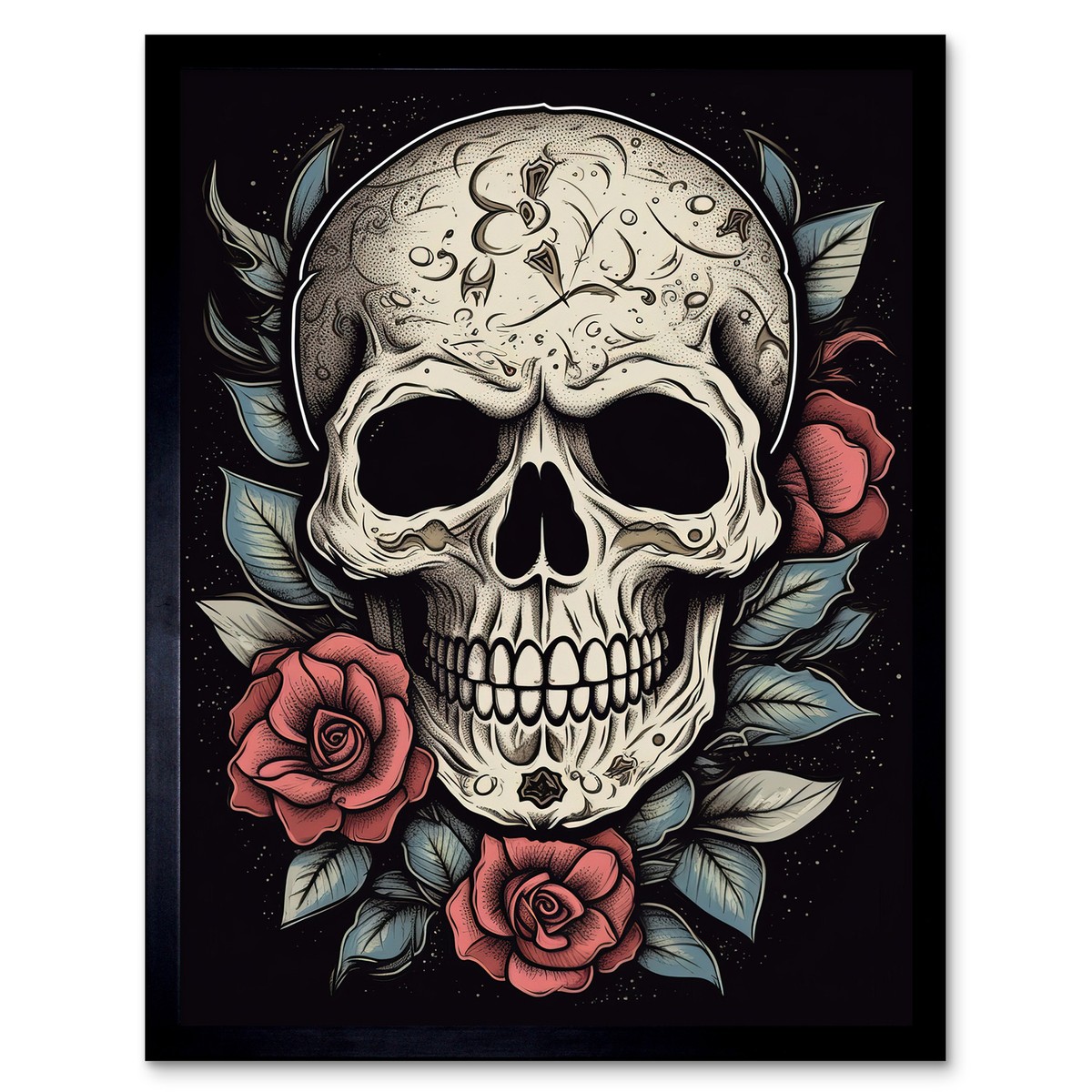 Pretty Skull And Roses Wallpaper
