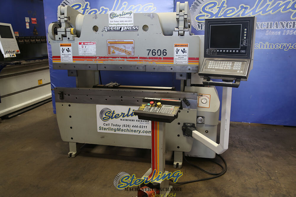 60 Tons x 6', Used Accurpress Hydraulic CNC Press Brake, Mdl. 7606 ...