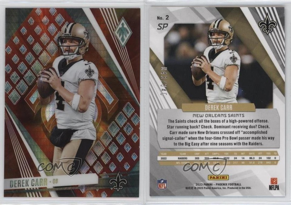 2023 Panini Phoenix Fire Burst SP Variation 43/340 Derek Carr #2 11yh ...